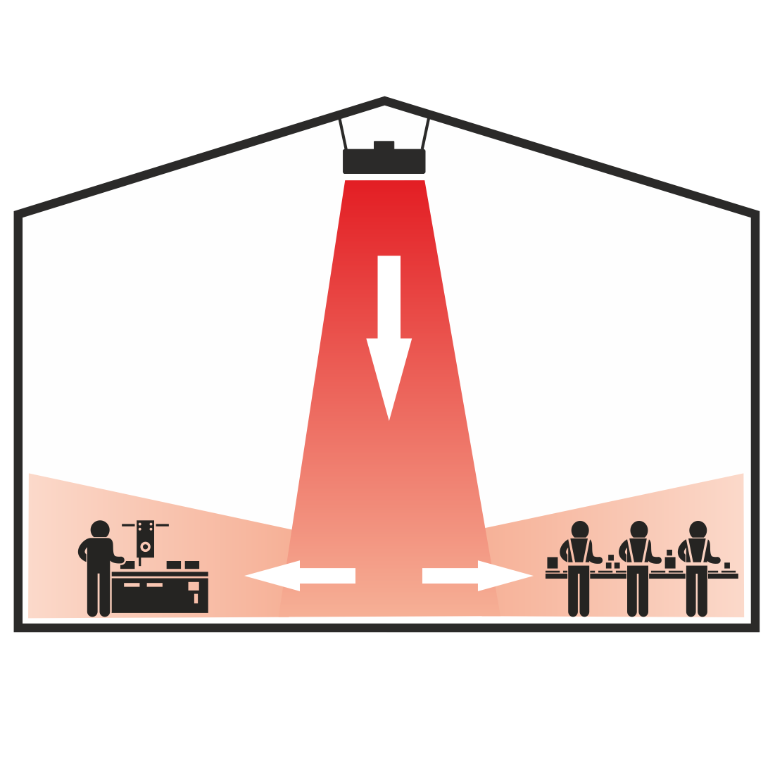 Destratification ceiling fans for hall heating - Fenne KG, Germany